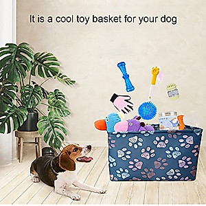 SIJESSIE Large Foldable Storage Bins 2 Pack,Felt Storage Basket Organizer,Pet Toy Baskets with Metal Ring Handles for Dog Toys,Clothes,Towels,Magazine ,Home Organizing