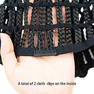 1 Pc Black Braided Wig Cap Crochet Wig Cap Cornrows Cap Adjustable Elastic Band and Hair Clips Weaving Wig Caps for Crochet Braids Wig Making