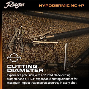 RAGE unisex adult Nc +P 100gr Hunting Arrow Broadhead, Silver, 100 Gra US