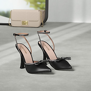 DREAM PAIRS Women's High Heels Destiny Closed Toe Strappy Heels Sexy Rhinestone Ankle Strap Pumps Wedding Bridal Party Dress Shoes DESTINY,Size 11,Black,SDPU2208W