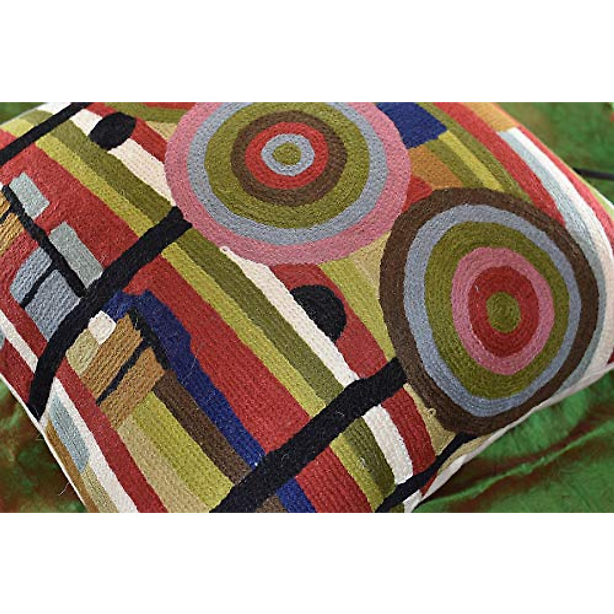 Kashmir Designs Hundertwasser Modern Pillow Cover | Beloved Gardens | Modern Outdoor Pillows | Abstract Couch Cushion| Modern Farmhouse Pillows | Mid Century Chair Cushions | Handmade Wool Size 18x18