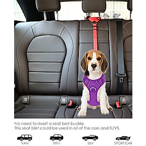 Dog Cat Safety Seat Belt Strap Car Headrest Restraint Adjustable Nylon Fabric Dog Restraints Vehicle Seatbelts Harness (Blue)