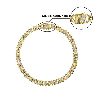 Mens Cuban Link Chain Iced Out Gold Miami Cuban Necklace Bling Diamond Chain Hip Hop Jewelry with Gift Box for Women (Gold-13.5mm,22inch)
