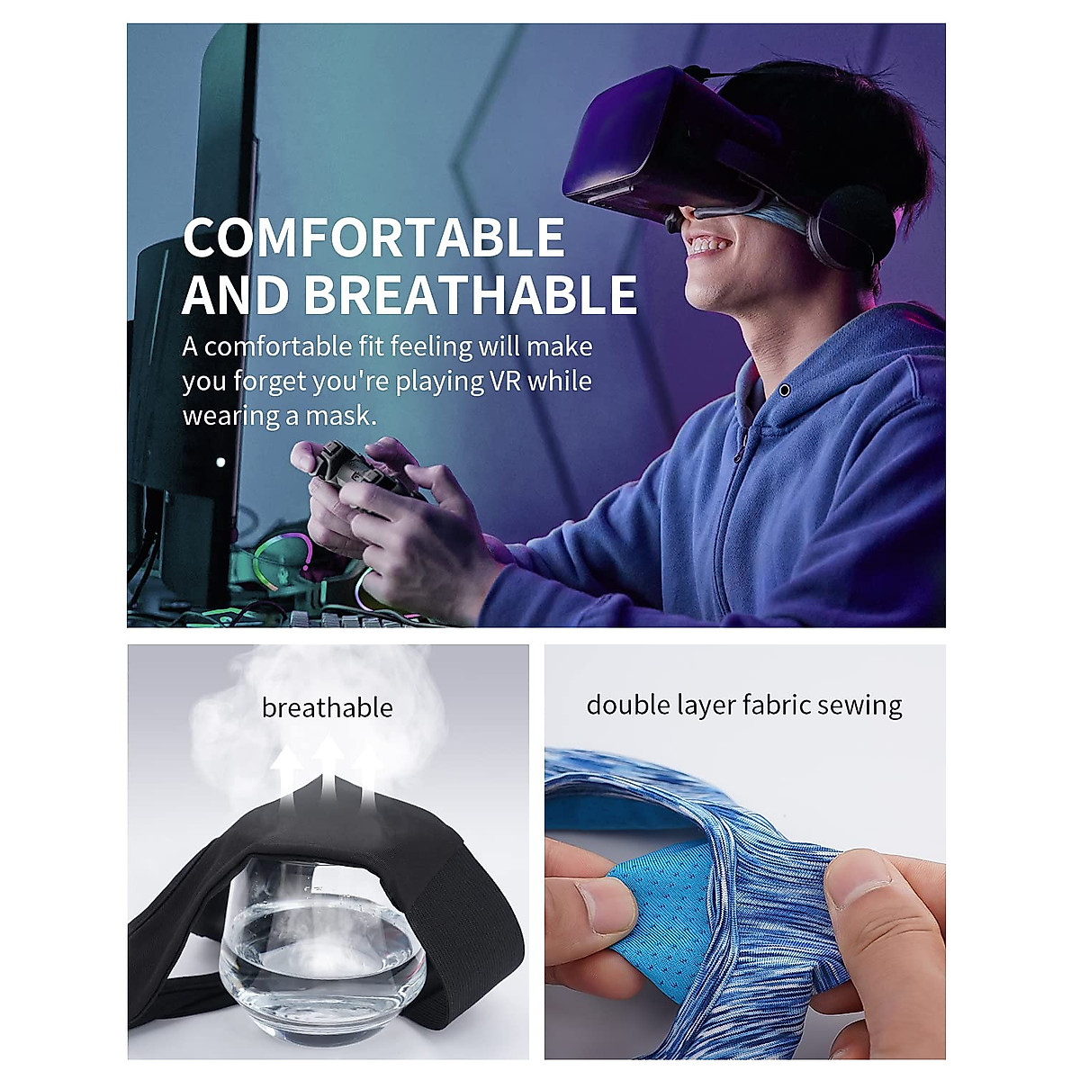 VR Masks, Anylion VR Facemask Accessories Sweat-Absorbing Quick-Drying & Breathable Sweatband for Exercise, Skin Protecting Replacement 3 Pieces