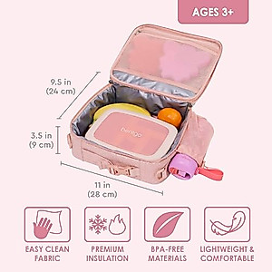 Bentgo® Kids Lunch Bag - Glitter Designed Insulated Lunch Bag for Kids 3+; Holds Lunch Box, Water Bottle & Snacks; Easy to Clean, Water Resistant, & Zip Pockets (Glitter Edition - Petal Pink)