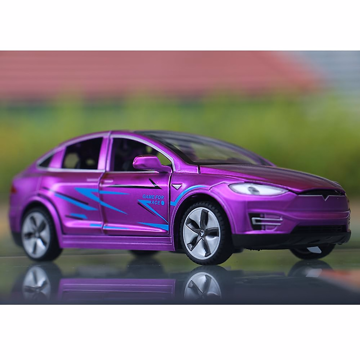 chengchuang Car Model X 1:32 Scale Alloy Diecast Pull Back Electronic Toys with Lights and Sound, Mini Vehicles Toys for Kids Gift Car Lovers Collection (Purple)