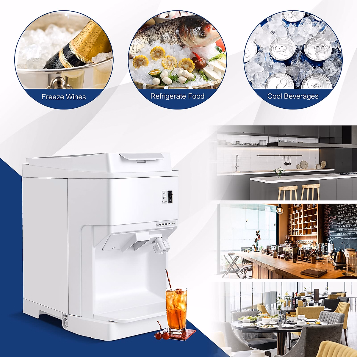 PETSITE Electric Ice Crusher Shaver, 460W Adjustable Shaved Ice Maker Machine, 265LBS/H, Snow Cone Maker for Home and Commercial Use, White