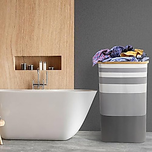 Clothes laundry hamper with lid,110L large dirty laundry hampers with Collapsible and Removable Bag,Tall laundry basket for Corner Bedroom Toys, Gradient Grey