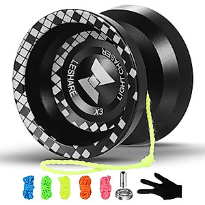 LESHAREYoyo Non-Responsive Pro X3 for Advanced yoyo Players Includes Responsive yoyo for Beginners Aluminum Yoyo for Kids + 5 yoyo Ropes + Gloves + User Instructions