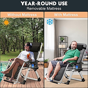 MOPHOTO Comfy Folding Chair for Living Room, Foldable Recliner Chair Lounge Chairs with Mattress for Indoor Outdoor, Leisure Chair Adjustable Reclining Chairs for Adults