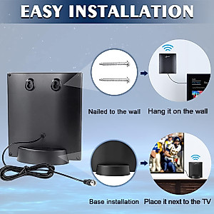 2024 TV Antenna for Smart TV, TV Antenna Indoor Outdoor, Long Range Reception HD Antenna, Digital TV Antenna Supports 4k (Black)