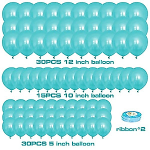Teal Balloons, 77 Pack Turquoise Balloons Different Sizes 12 Inch 10 Inch 5 Inch Latex Teal Ballons Garland kit for Birthday Wedding Anniversary Baby Shower Decorations