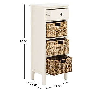 Safavieh American Homes Collection Michaela Side Table, 15" x 11.8" x 35.8", Distressed White