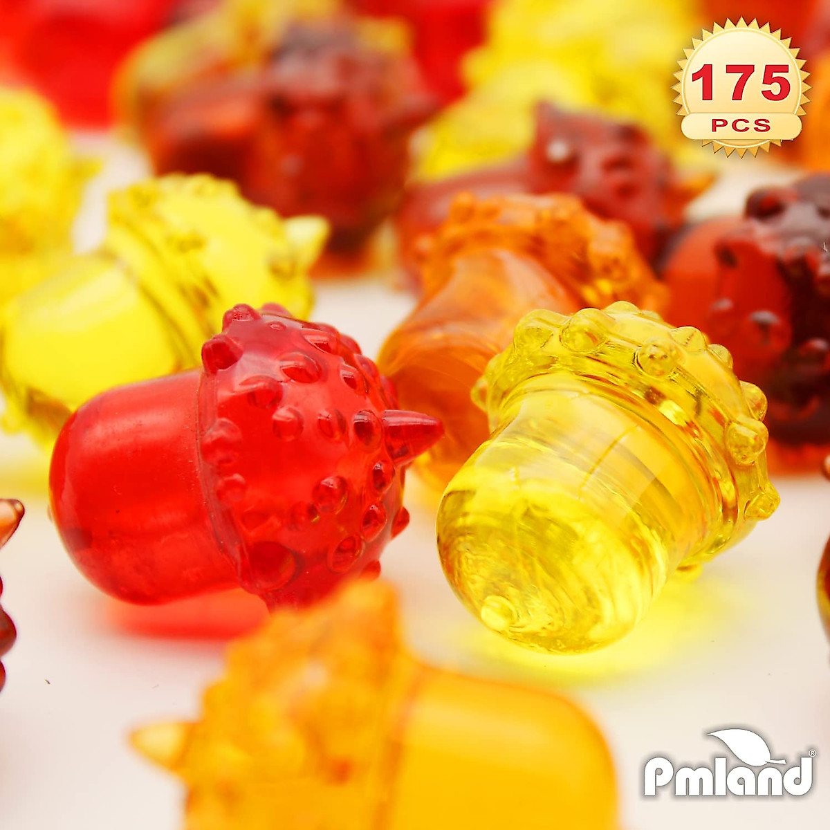 PMLAND Autumn Acrylic Mini Acorn Ornaments and Table Scatter - 170+ Pieces for Fall Harvest Festival Holiday Party Events Home Decor -1 Pound Package