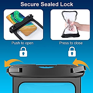 Extra Large Waterproof Phone Pouch, IPX8 Universal Water Proof Phone Case, Cell Phone Dry Bag for iPhone Samsung Galaxy, Up to 10.5" with Full Perspective On Both Side (2 Pcs)