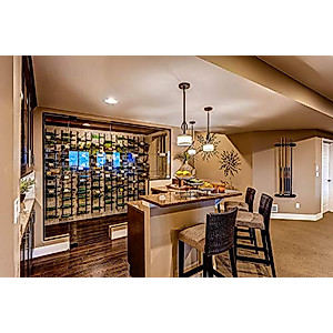 VintageView Wall Series (6 Ft) - 36 Bottle Wall Mounted Wine Bottle Rack Kit (Satin Black) Stylish Modern Wine Storage with Label Forward Design