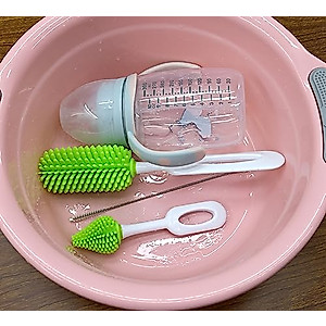 Baby Bottle Cleaning Brush, Set of 3 Silicone Bottles Cleaner - Bottle, Nipple and Straw Brushes