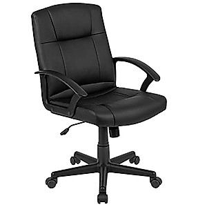 Flash Furniture Coffman Flash Fundamentals Mid-Back Black LeatherSoft-Padded Task Office Chair with Arms