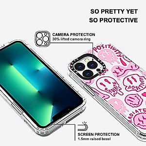 MOSNOVO iPhone 13 Pro Case, Pink Dripping Positivity Radiate Smiles [ Buffertech Impact ] Transparent Shockproof Protective TPU Bumper Clear Phone Case Cover Designed for iPhone 13 Pro 6.1"