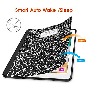 Soke Case Fits for iPad 6th/5th Generation with Pencil Holder - [Full Body Protection + Auto Wake/Sleep], Shockproof Soft TPU Back Cover for Apple iPad 9.7 inch 2018/2017, Book Black