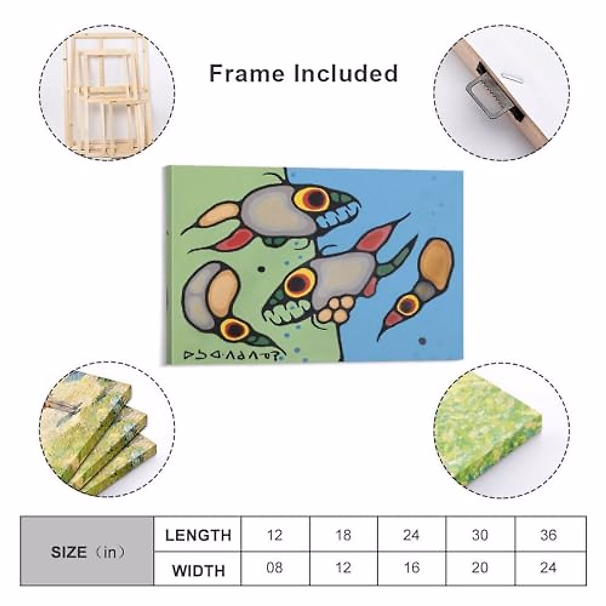 Little Loon Dances with Fish Spirit by Norval Morrisseau Prints Poster Art Poster Canvas Painting Decor Wall Print Photo Gifts Home Modern Decorative Posters Framed/Unframed 16x24inch(40x60cm)