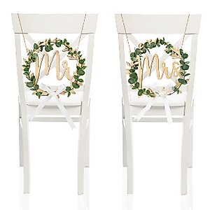 Forever Craft Bride and Groom Chair Signs - Mr and Mrs Sign, Mr and Mrs Chair Signs, Bride Chair Decor, Groom and Bride Chair Sign, Wedding Signs