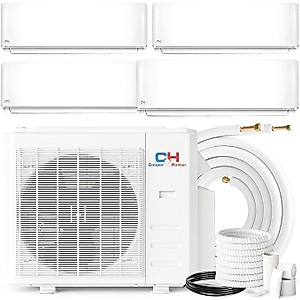 Cooper & Hunter 4 Zone 9000 9000 9000 18000 Mini Split AC/Heating System Heat Pump With 25ft Installation Kit