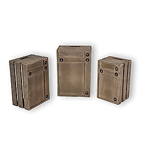 Wallniture Rustic Wine Rack Storage Baskets Wall Mount Wooden Crates Walnut Set of 9