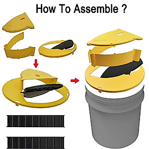 Mouse Trap Bucket, Rat Trap - Flip and Slide Bucket Lid Mouse Trap, Humane or Lethal, Auto Reset, Indoor Outdoor, 5 Gallon Bucket Compatible(3 Packs)