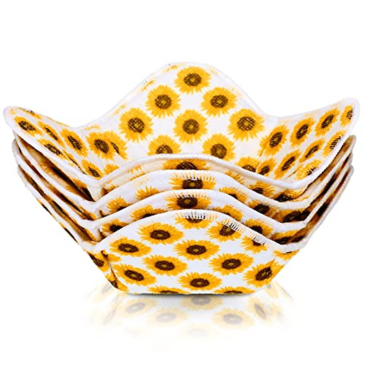 Microwave Bowl Cozy Holders Set of 4, Microwave Safe Hot Bowl Holder Bowl Potholders, Multipurpose Heat Resistant Plate holder for Hot and Cold Bowls Home Kitchen (Sunflower)