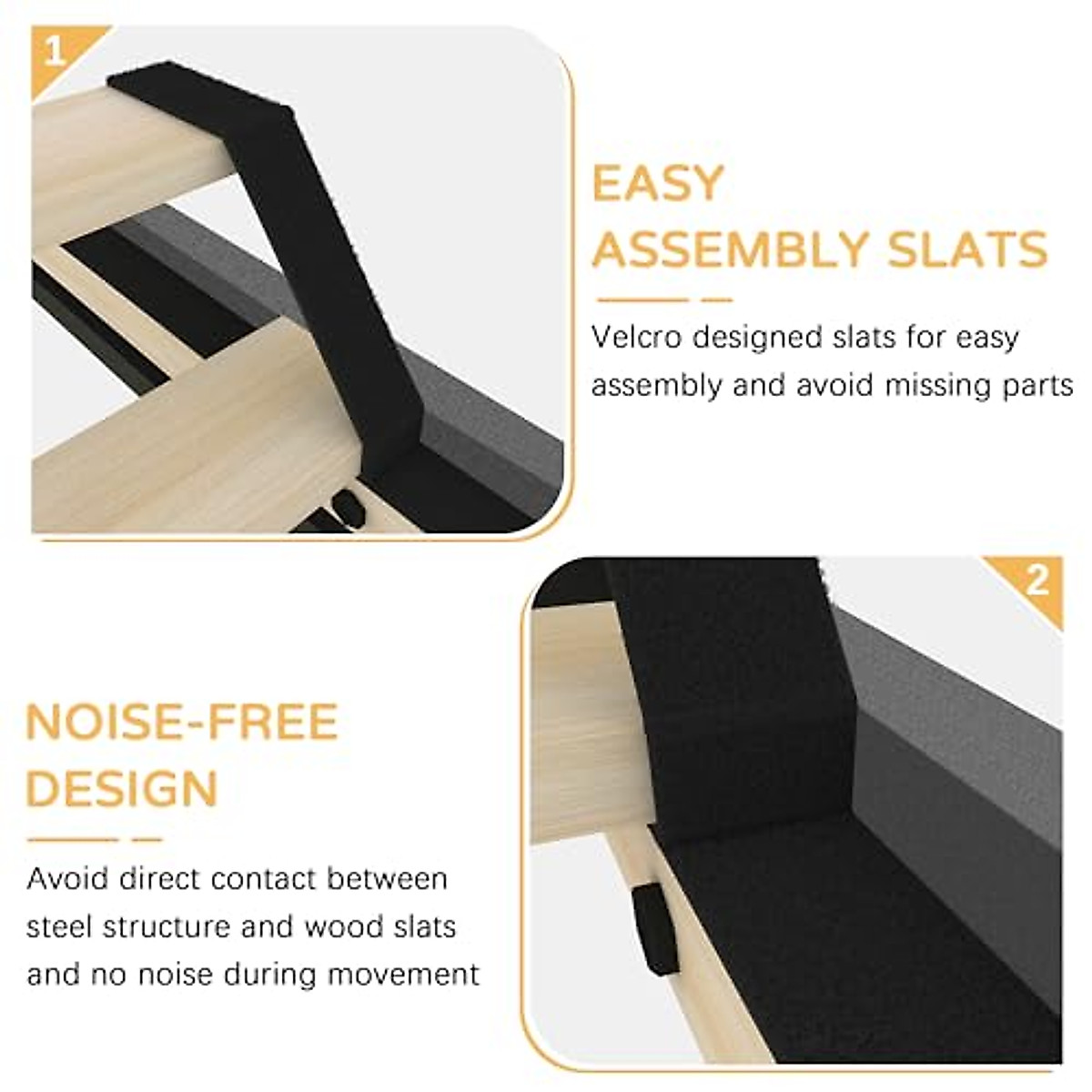 SWISH WEAVERS Queen Size Platform Bed Frame with Headboard, Upholstered Bedframe with Wingback / 12 Solid Wooden Slats/No Box Spring Needed/Noise-Free/Easy Assembly, Light Gray