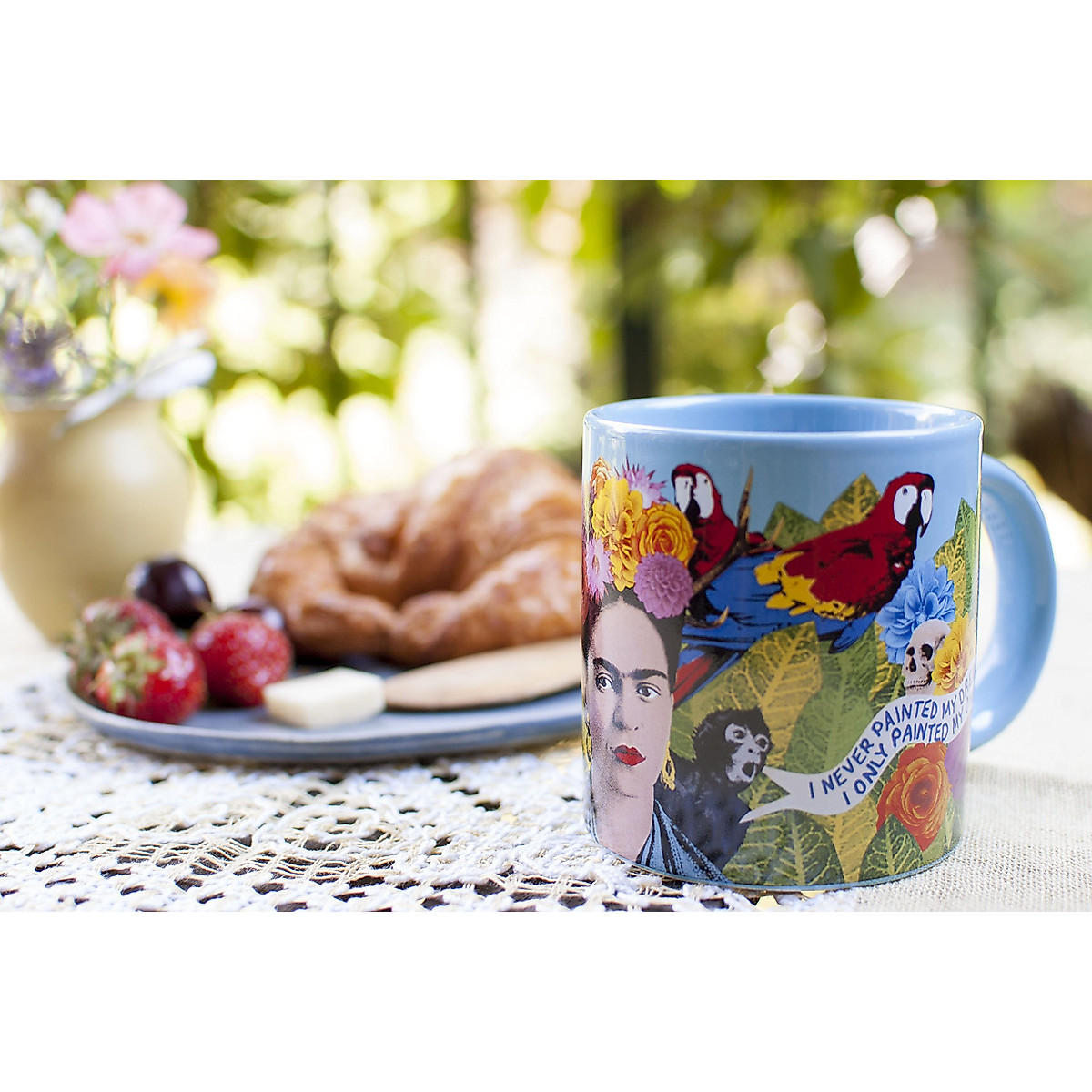 Frida Kahlo Art Coffee Mug - Famous Quotes in English and Spanish