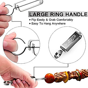 GRILLART Kabob Skewers for Grilling - Metal Skewers for Kabobs with Slider - Flat BBQ Skewers Stainless Steel - 17" Shish Kabob Grill Skewers & Ideal Kabob Sticks for Meat Shrimp Chicken Veggie(10PCS)