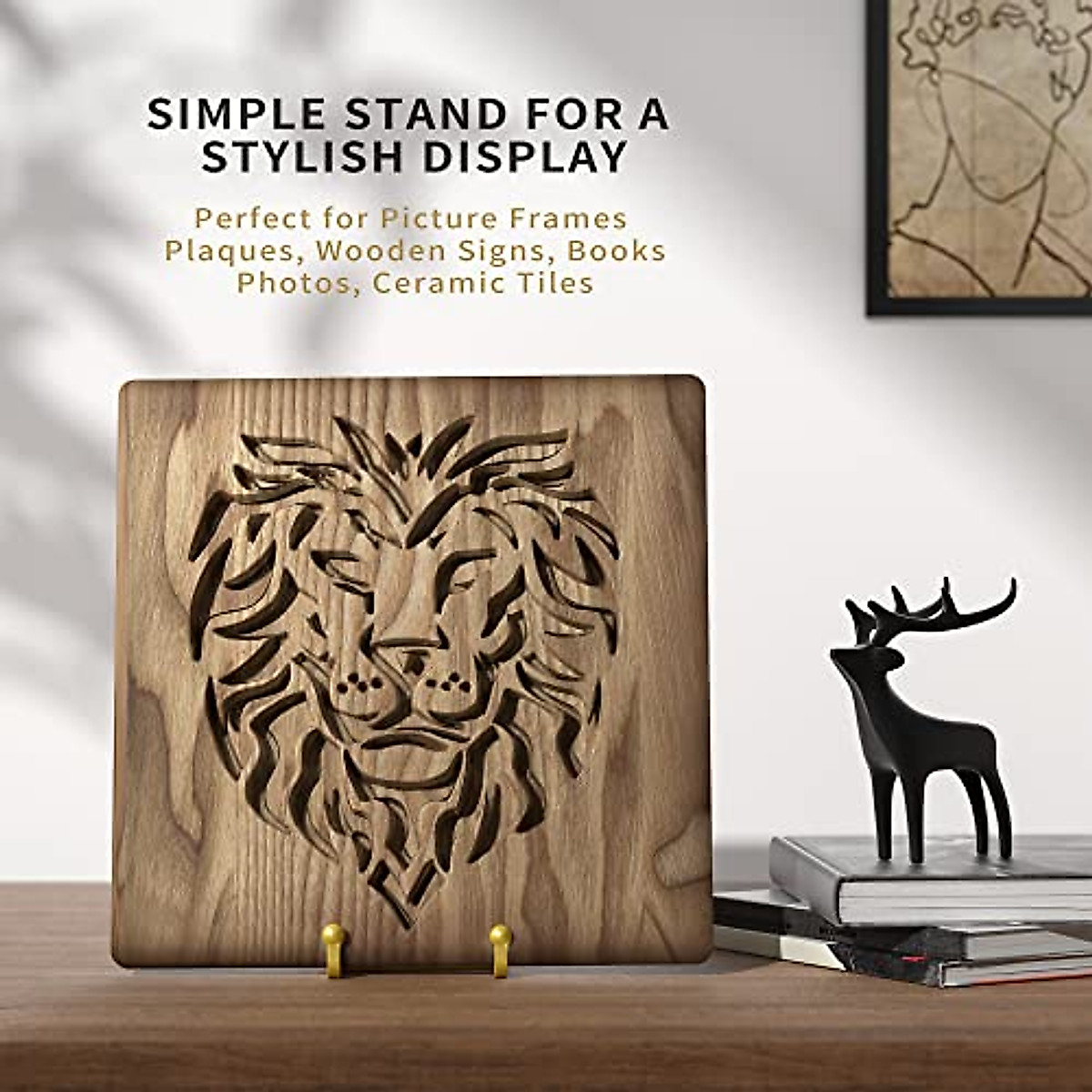 IPAME Plate Stands for Display - 6 Inch Metal Square Wire Plate Holder Display Stand + Picture Frame Stand Holder Easel for Book, Decorative Plate, Plaque, Photo, Platter (Gold 2 Pack)