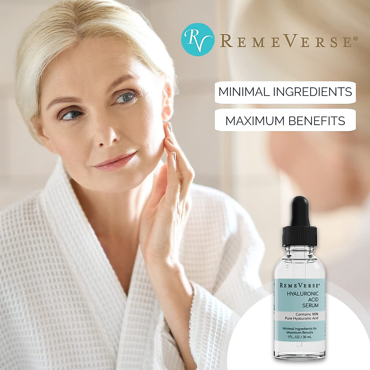 Hyaluronic Acid Serum 1 oz, 100% Pure Medical Grade Clinical Strength Hyaluronic Acid- Anti aging serum for your face, lips and décolleté. For dry skin and fine lines.