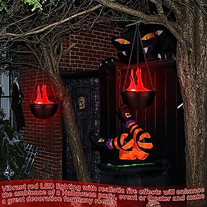 Baquler 2 Pcs Halloween 3D Fake Fire Light 110v Artificial Hanging LED Flame Light Realistic Campfire Halloween Lamp Prop Flame Light for Christmas, New Year, Festival, Night Club, Party Decor