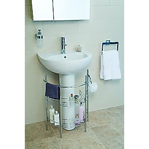 Croydex Mild Steel Pedestal Storage Unit with Shelves and Towel Rail