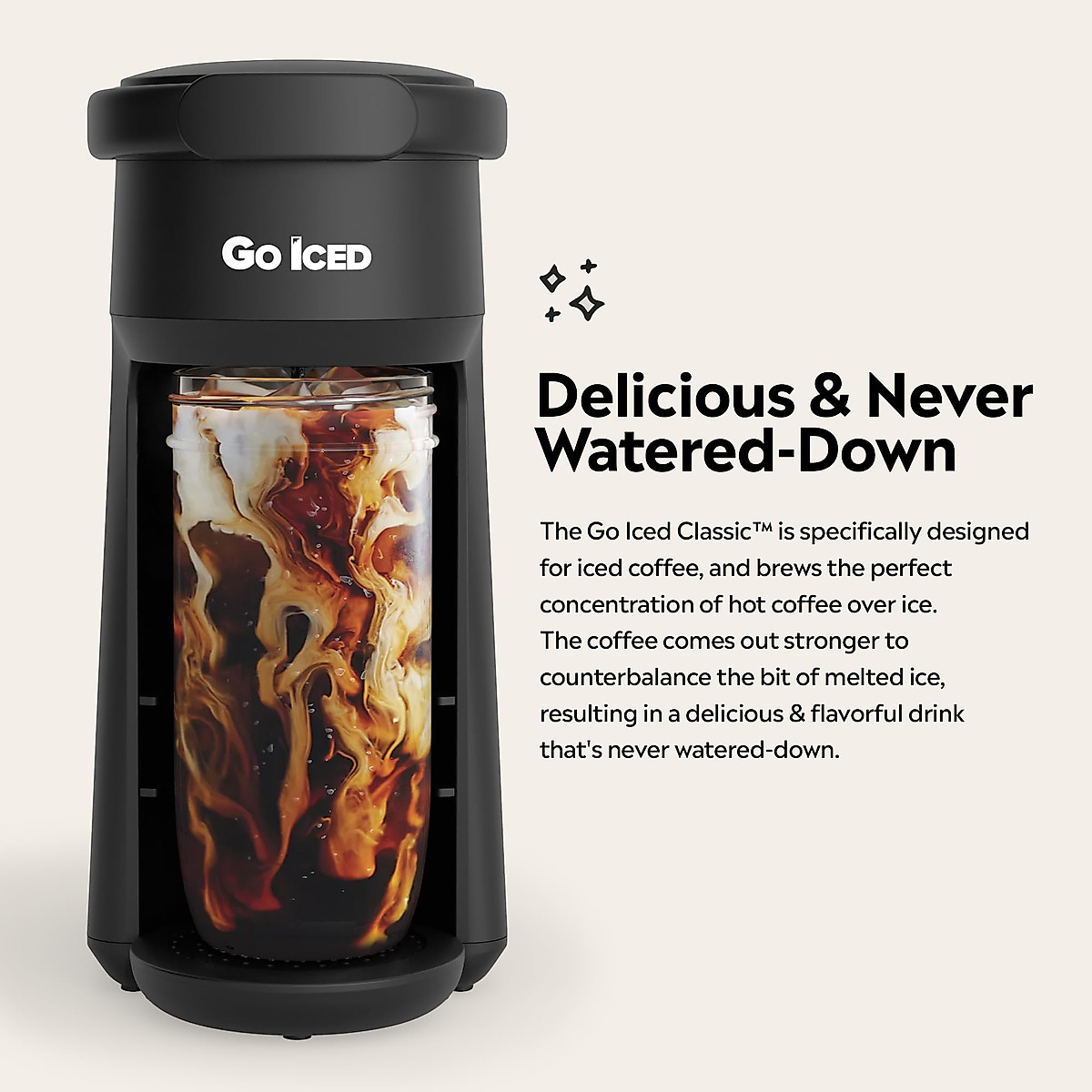 Go Iced Classic – The Ultimate Iced Coffee Maker, Make delicious and flavorful iced coffee at home in less than 2 minutes from the comfort of your home.