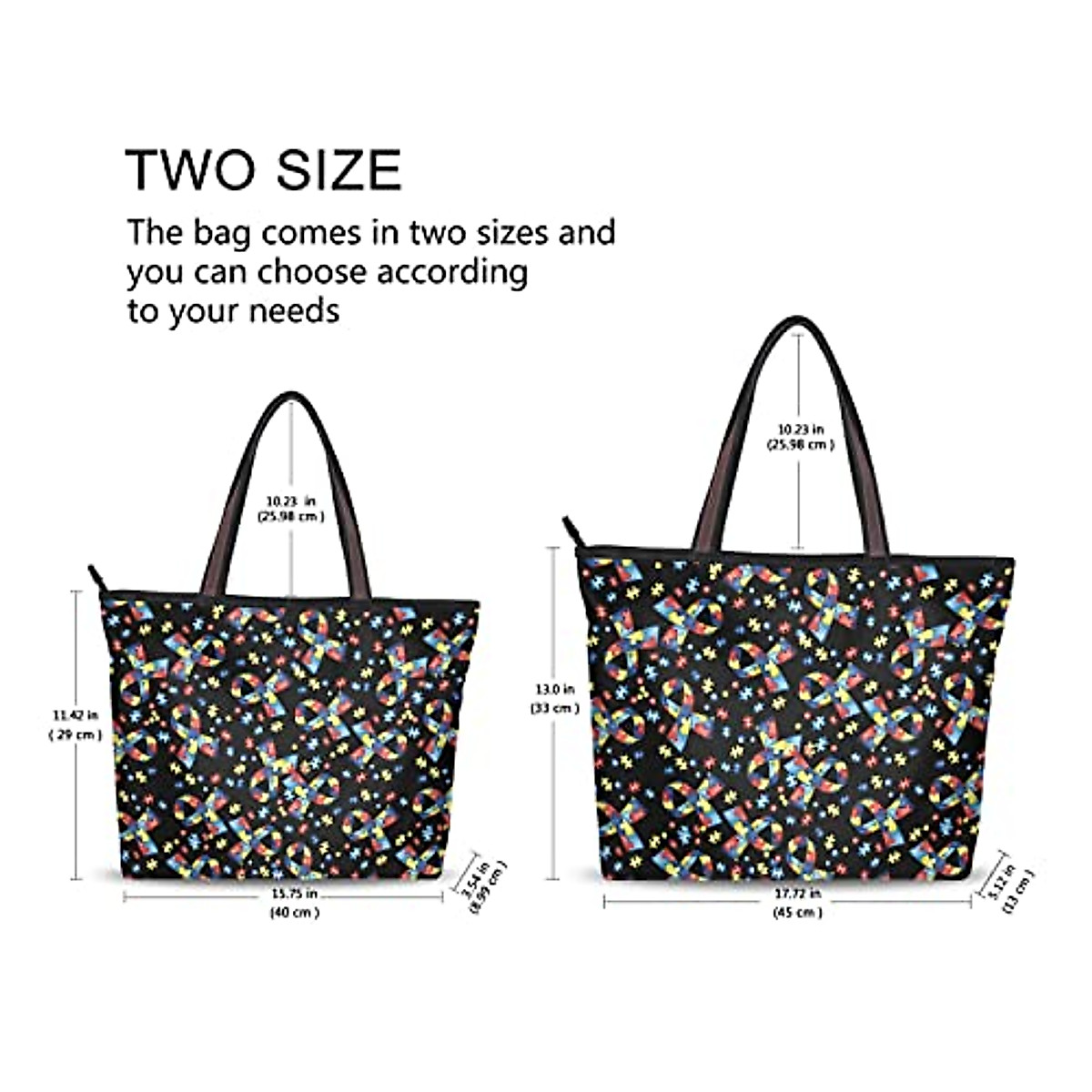 HJJKLLP Women Large Tote Top Handle Shoulder Bags Autism Awareness Breast Cancer Ladies Handbag