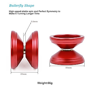 MAGICYOYO V6 Locus Yoyo Professional Responsive Yoyos for Kids Teens Adults, Beginners Yo-yo, Stable Practice Yo-yos for Girls Ladies, Metal Yoyo with Yo Yo Glove+ 12 Yo Yos String+ Pouch Kit, Red