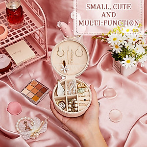 12 Pcs Travel Jewelry Case Bridesmaid Gift Boxes Jewelry Travel Organizer Small Round Jewelry Box Mini Storage Box(White)