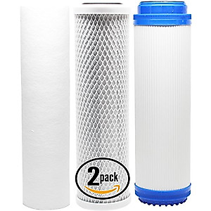 2-Pack Replacement Filter Kit Compatible with AMPAC USA AP-CT20CL RO System - Includes Carbon Block Filter, PP Sediment Filter & GAC Filter - Denali Pure Brand