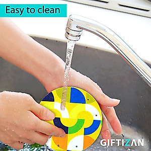 GIFTIZAN - Coasters Set of 8 - Coasters for Drinks Absorbent - Wine Charms for Stem Glasses - 100% Recyclable Premium Felt - with Metal Coaster Holder - House Warming Gifts (Chevron)