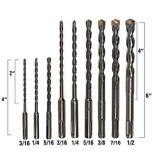 30PC, Rotary Drill Bit,SDS Plus Bits, 3/16" x 4", Masonry Drill bit Set, SDS+ Hammer Bits