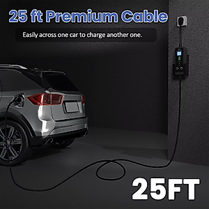 EP Level 2 Portable EV Charger, 16-40 Amp, 240V, 25ft Cable, Fast Charging Station for All EVs, NEMA 14-50P Plug, Upgraded Portable Electric Vehicle Charger