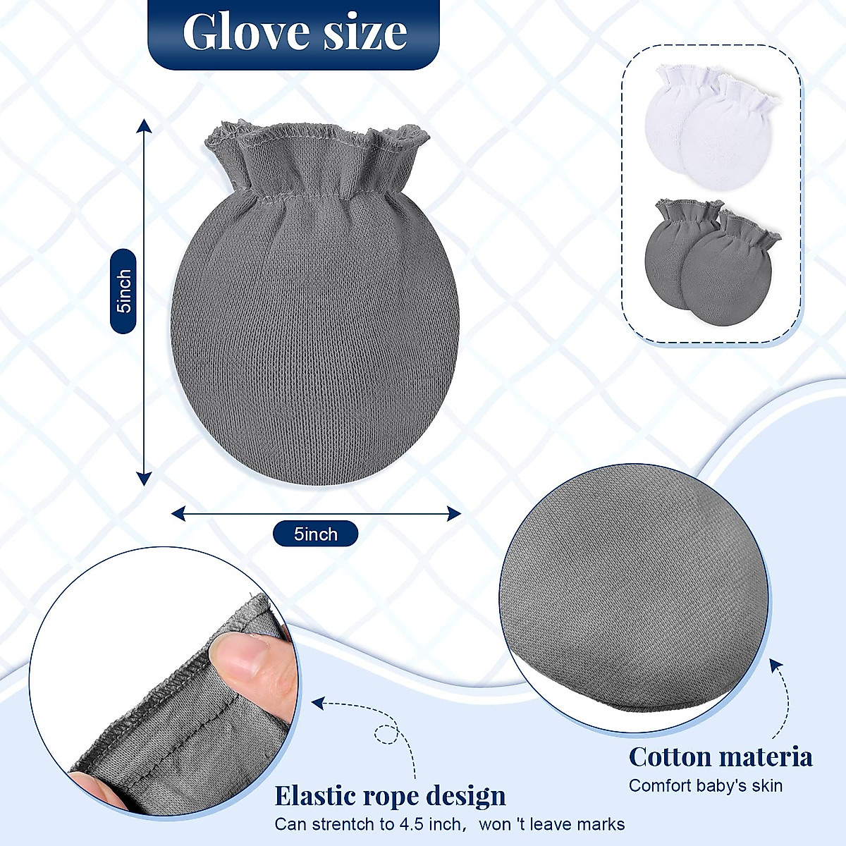 Boyiee 12 Pieces Baby Mittens Newborn Hats and Sock Infant Mittens Baby Caps Mittens Socks Set No Slip Ankle Socks(Blue and White)