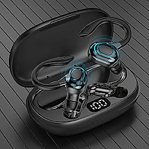 Sport Ear Hook Bluetooth Earphones with Microphones, HiFi Stereo Earbuds Waterproof Headsets with LED Display