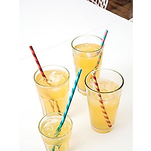 Kikkerland Biodegradable Party Stripes Paper Straws, Multicolored, Box of 144