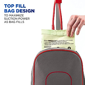 Oreck Commercial Professional Bagged Upright Vacuum Cleaner, for Carpets and Hard Floor, with High-Speed Double Helix Brush Roll, Scatter-Free Cleaning, U2000RB-1, Red/Gray