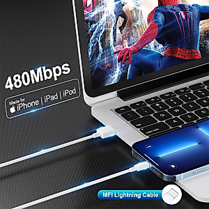 iPhone Fast Charger with Cable, ZNOOGRN 20W USB Power Charger with 6.6FT USB to Ligh-tning Cable Fast Charger for iPhone 13/12 Pro/11/XS/Max/XR/X/SE iPad